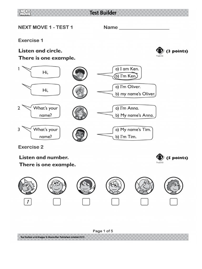 Next Move 1 - Test 1 | PDF