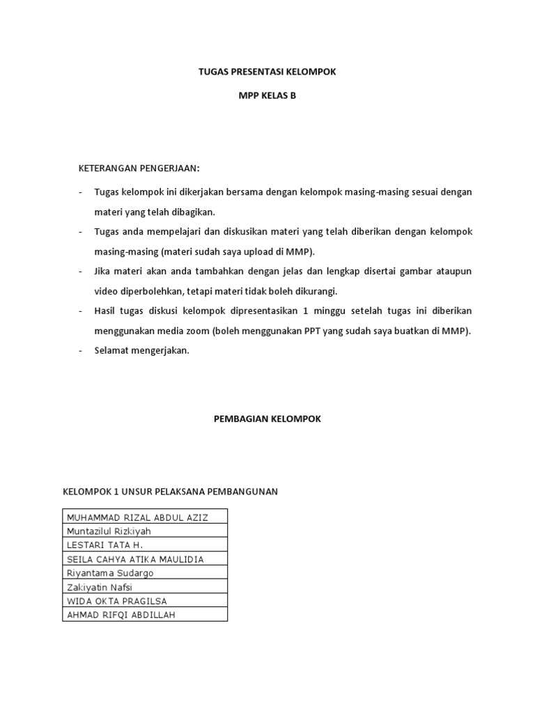 Tugas Kelompok MPP B | PDF