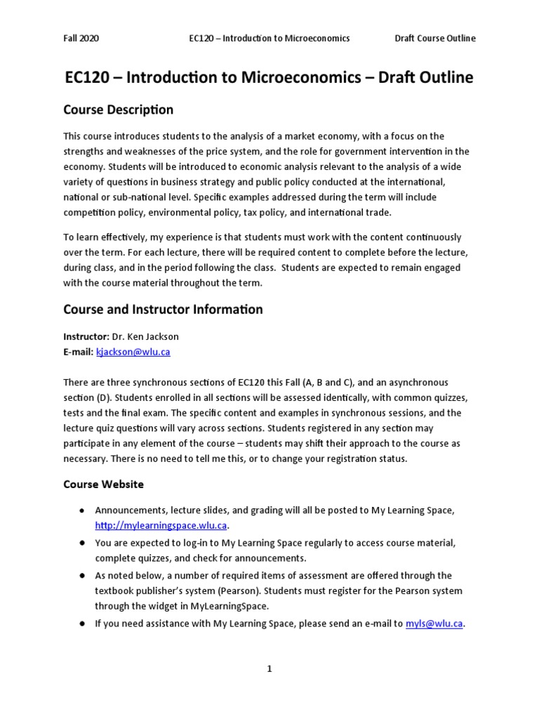 EC120 Microeconomics Course Outline | PDF | Monopoly | Economies