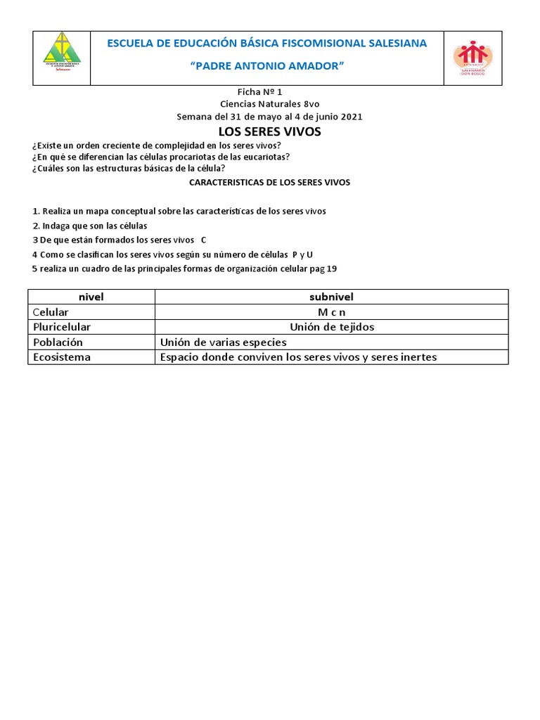 Fichas 1,2 y 3 CCNN 8vo | PDF | Relaciones personales, crianza y desarrollo personal