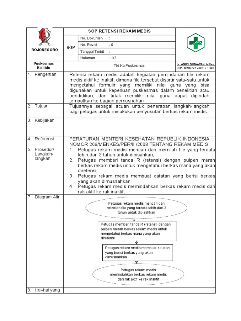 Sop Retensi Rekam Medis | PDF