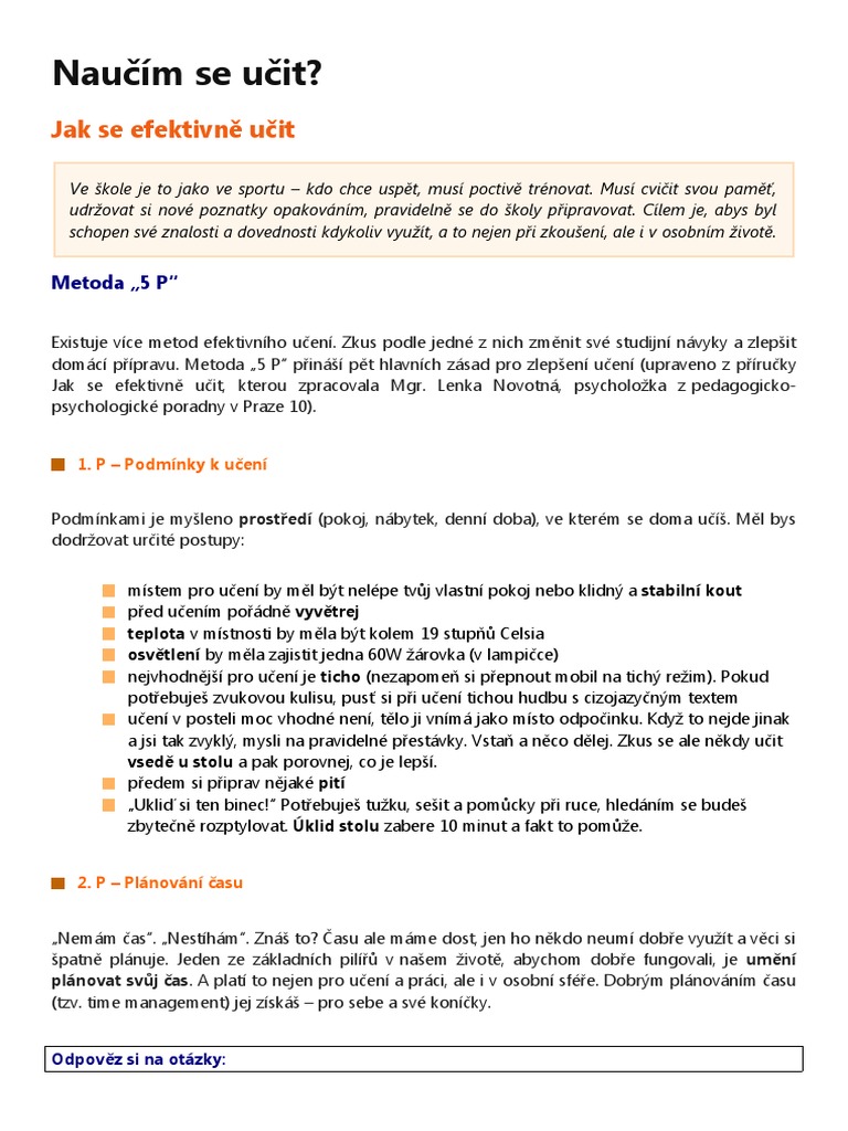 Jak Se Efektivne Ucit | PDF