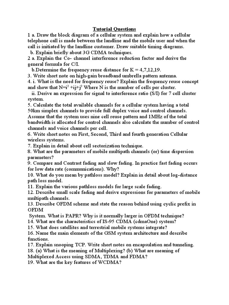 Tutorial Questions Cmc Pdf