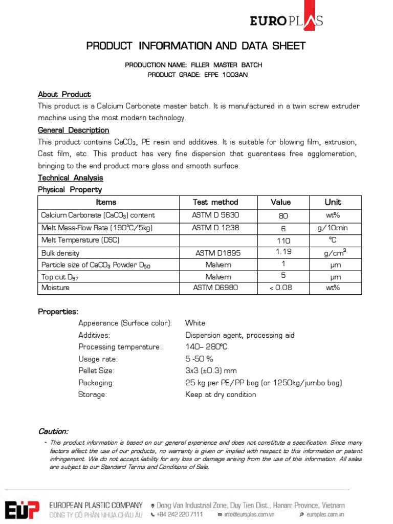 Datasheet EFPE 1003AN | PDF | Extrusion | Applied And Interdisciplinary Physics