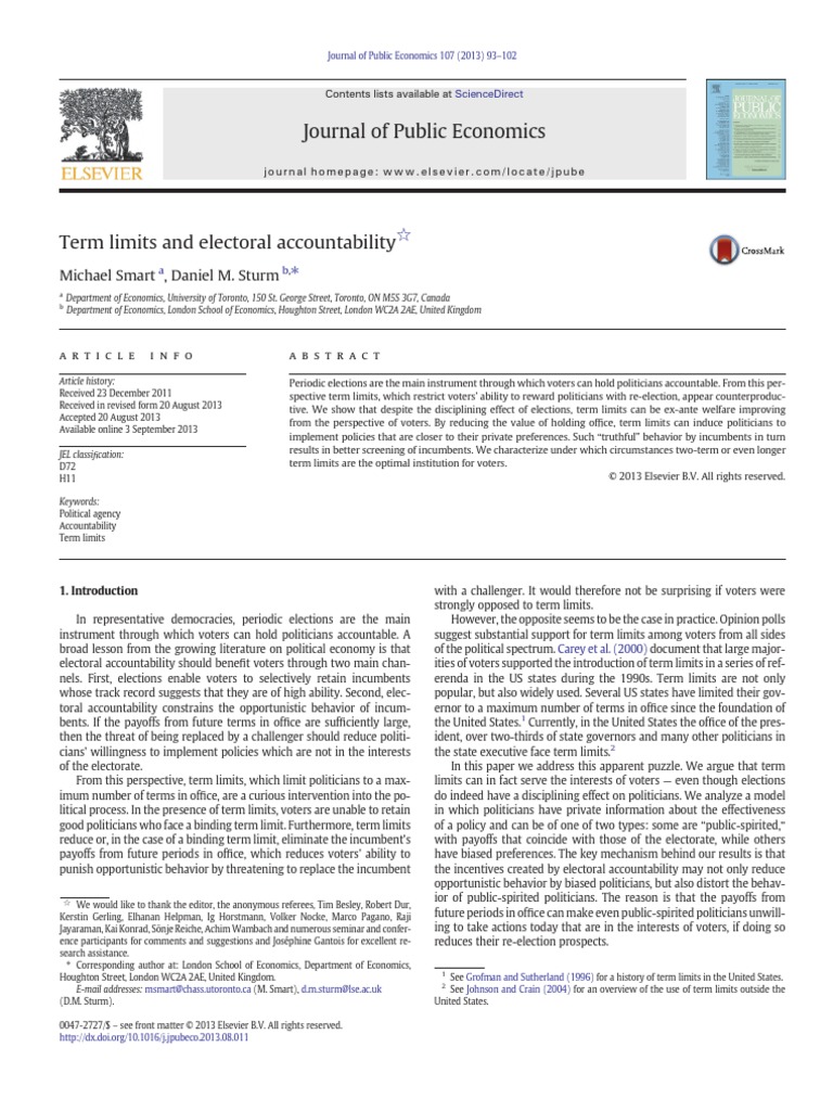 Terms Limit and Electoral Accountability | PDF | Accountability ...