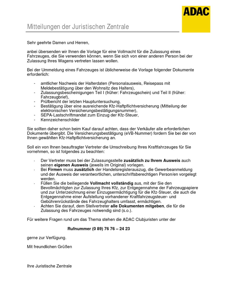 Schone Vollmacht Zulassung Kfz Ebenbild Schone Vollmacht Zulassung Kfz Ebenbild