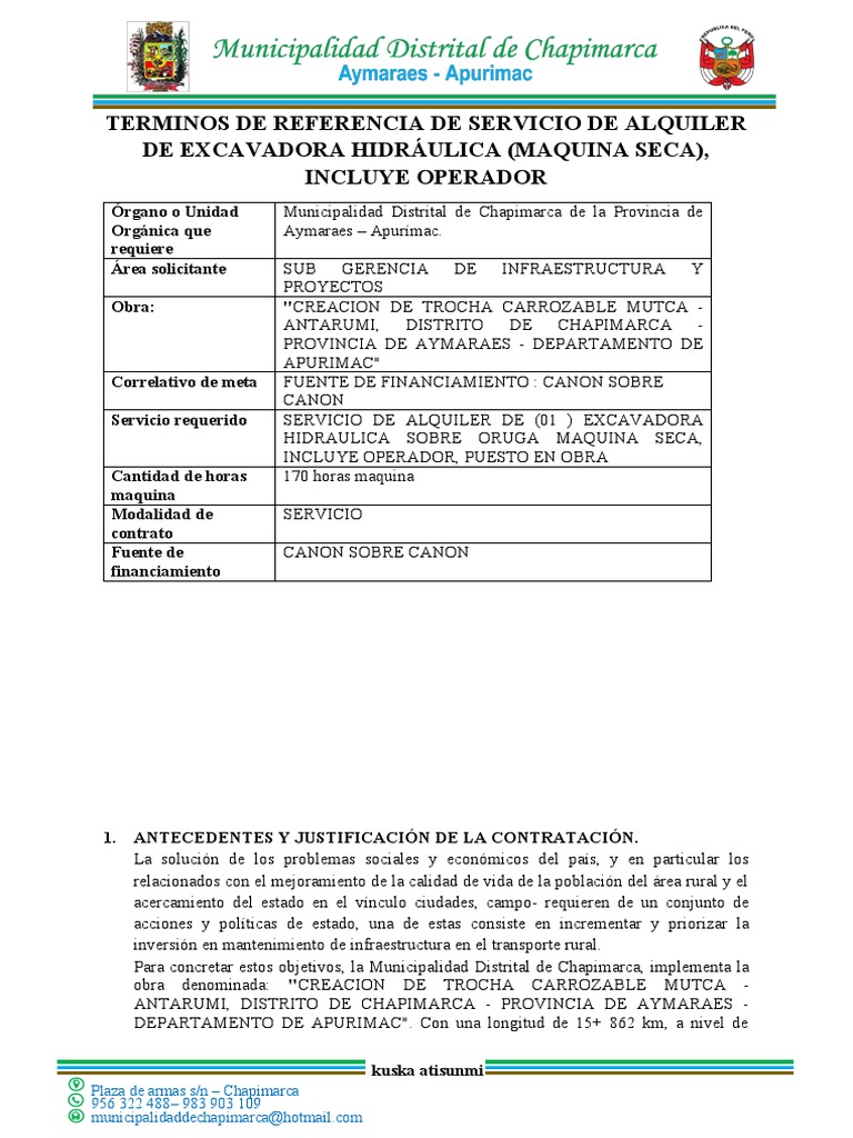 TDR Excavadora Chapi | PDF | Infraestructura