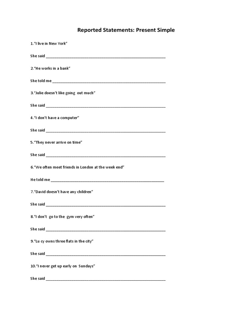 01.reported Statements Present Simple | PDF | Hong Kong | Special ...