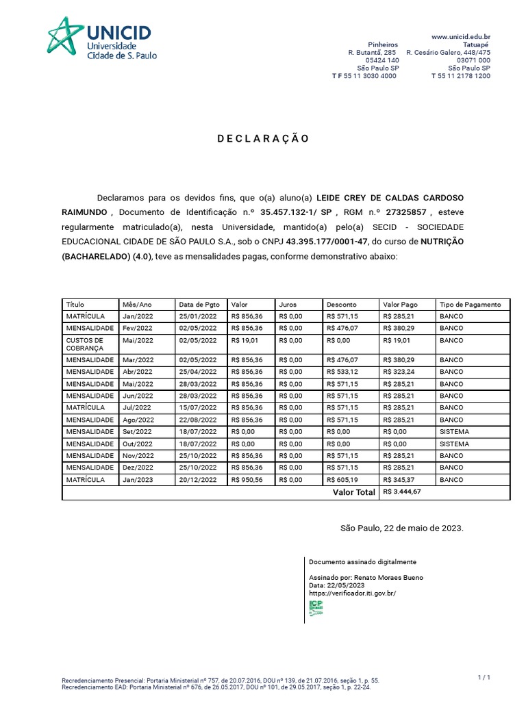 Declaracao de Pagamento 3 | PDF