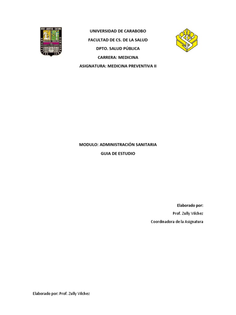 Guia de Estudio Administración Sanitaria | PDF