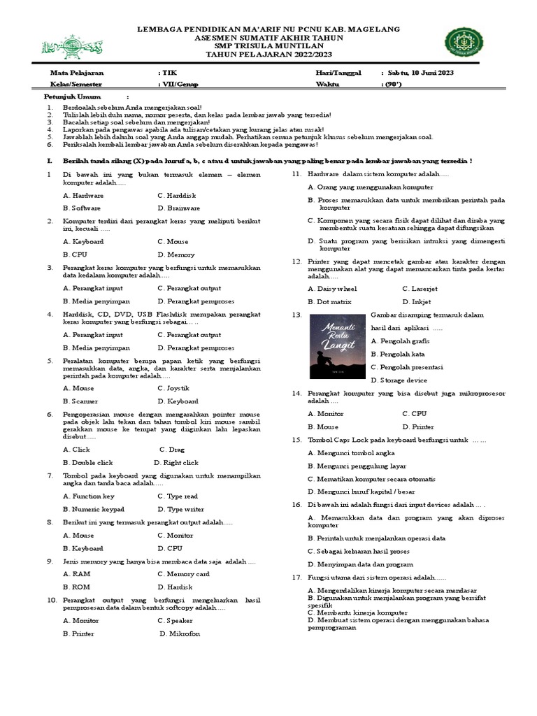Soal ASAT Kelas 7 2023 | PDF