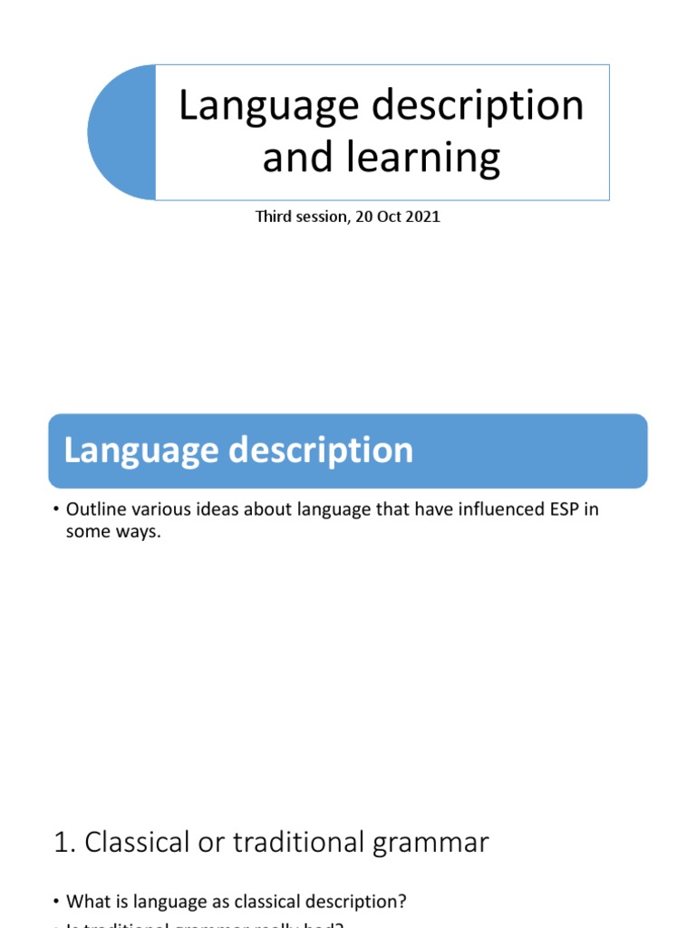 Language Description and Learning | PDF