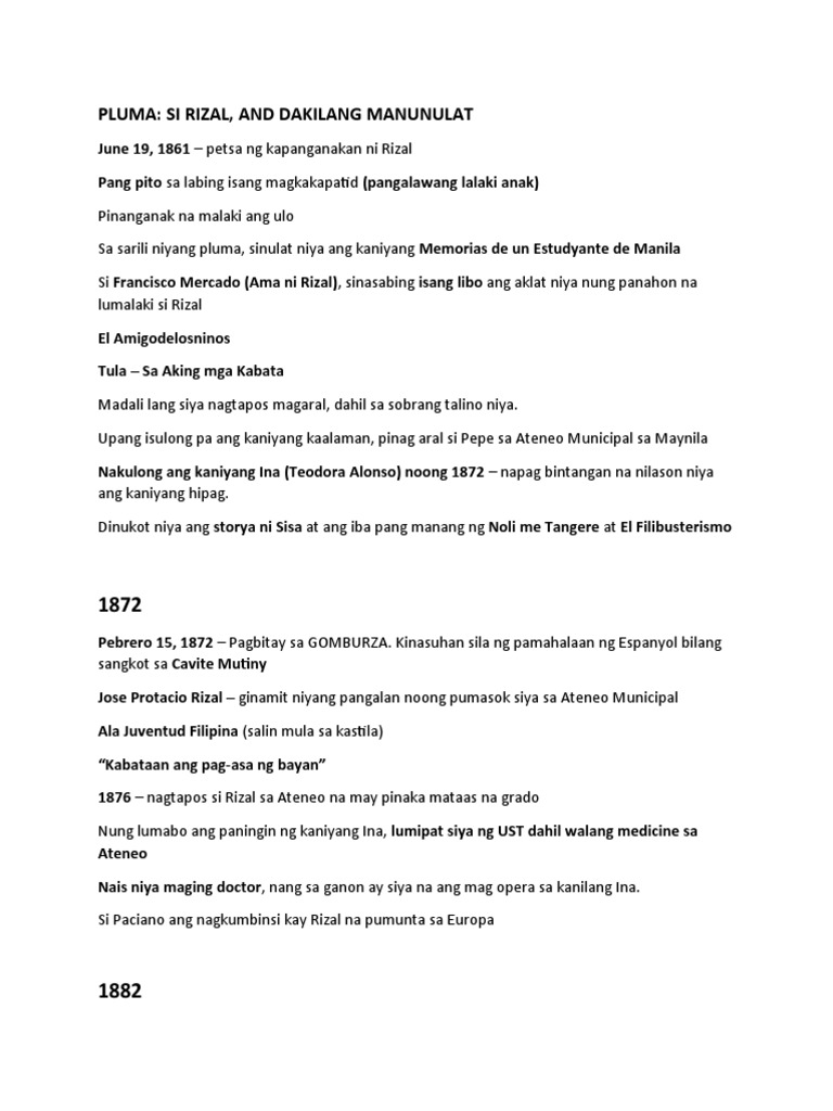 Pluma Ni Rizal | PDF