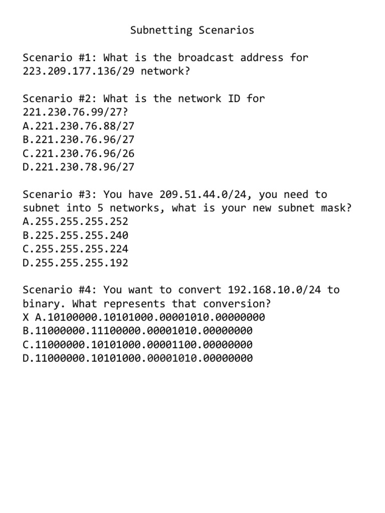Subnetting Scenarios | PDF