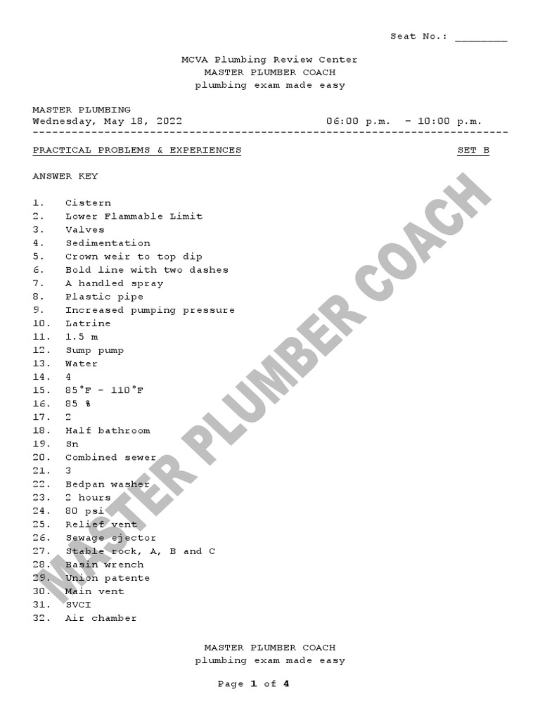 Set B Practical Problems Refresher Set Answer Key | PDF