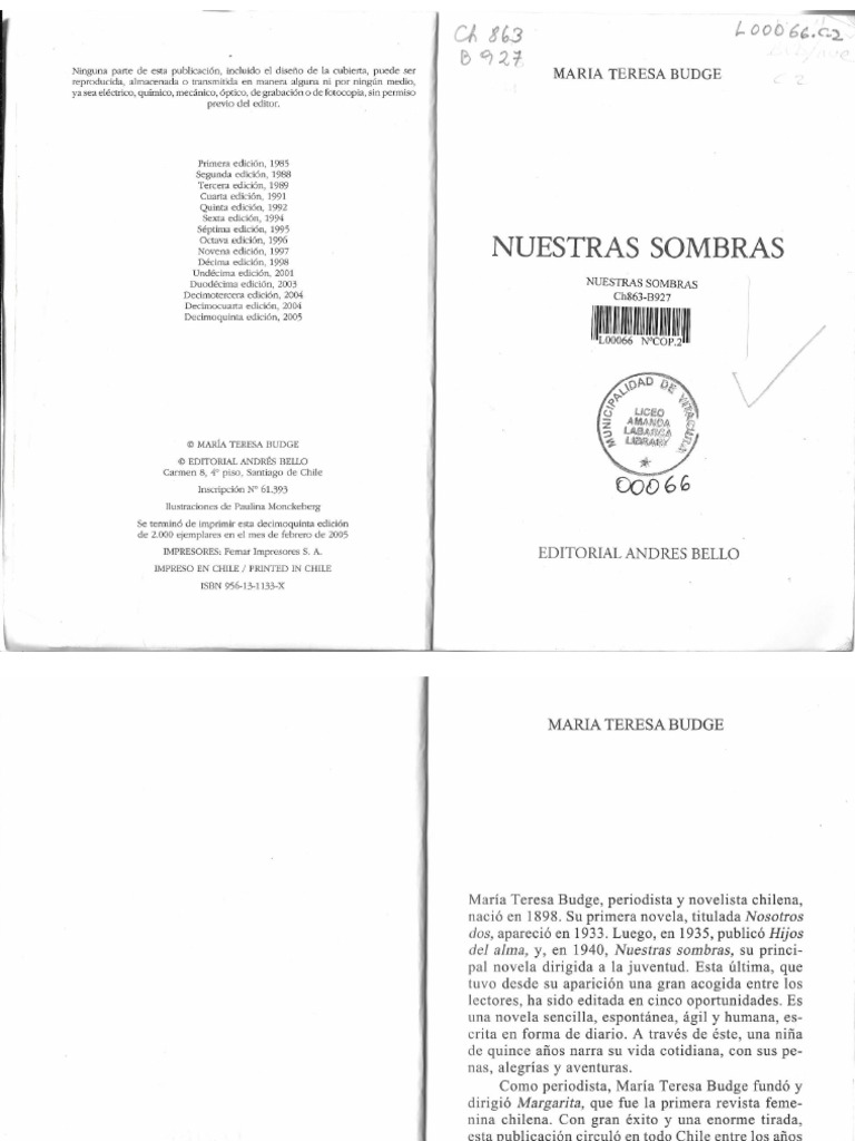 Nuestras Sombras - María Teresa Budge | PDF