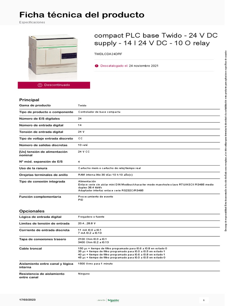 Controlador Compacto Twido TWDLCDA24DRF | PDF