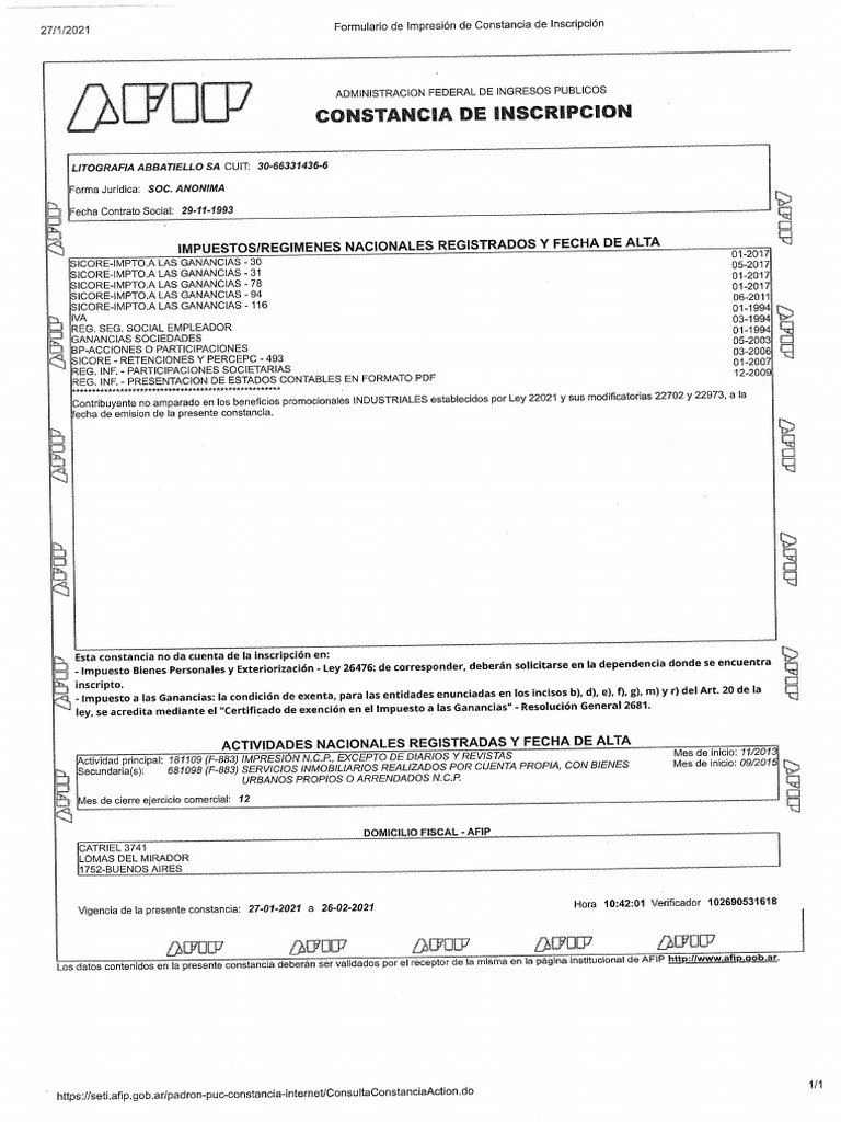 Constancia De Cdi Afip : Cómo obtener e imprimir la constancia de ...