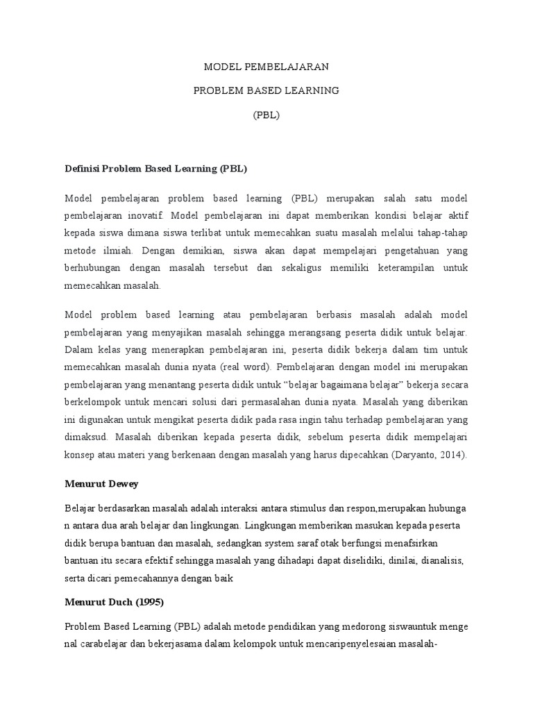 Model Pembelajaran PBL | PDF