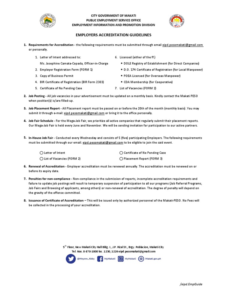 Employers Accreditation Guidelines | PDF