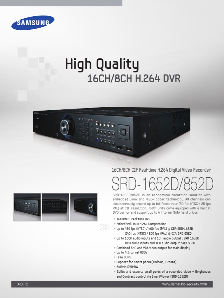 srd-1652d Datasheet | PDF | Video | Digital Video Recorder