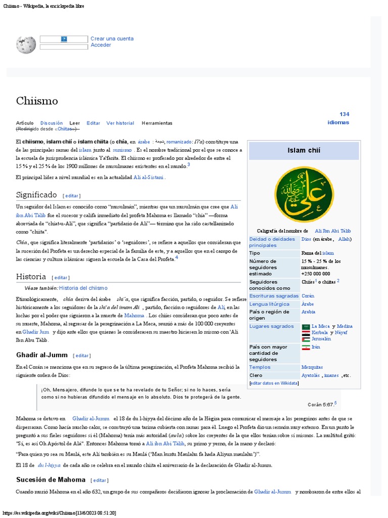 Chiismo - Wikipedia, La Enciclopedia Libre | PDF | Islam chiita | Imán
