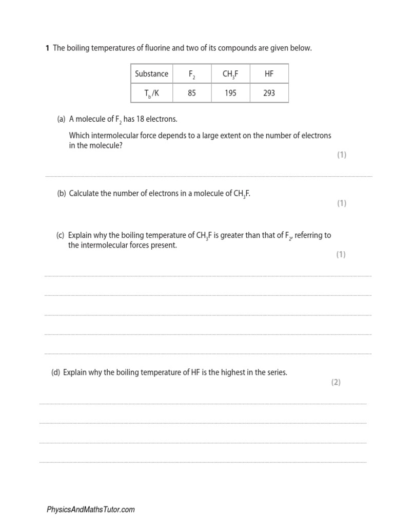 Intermolecular Forces QP | PDF | Intermolecular Force | Physical Sciences