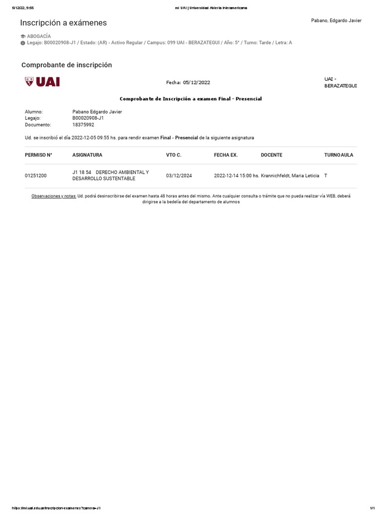 DA Mi UAI - Universidad Abierta Interamericana | PDF