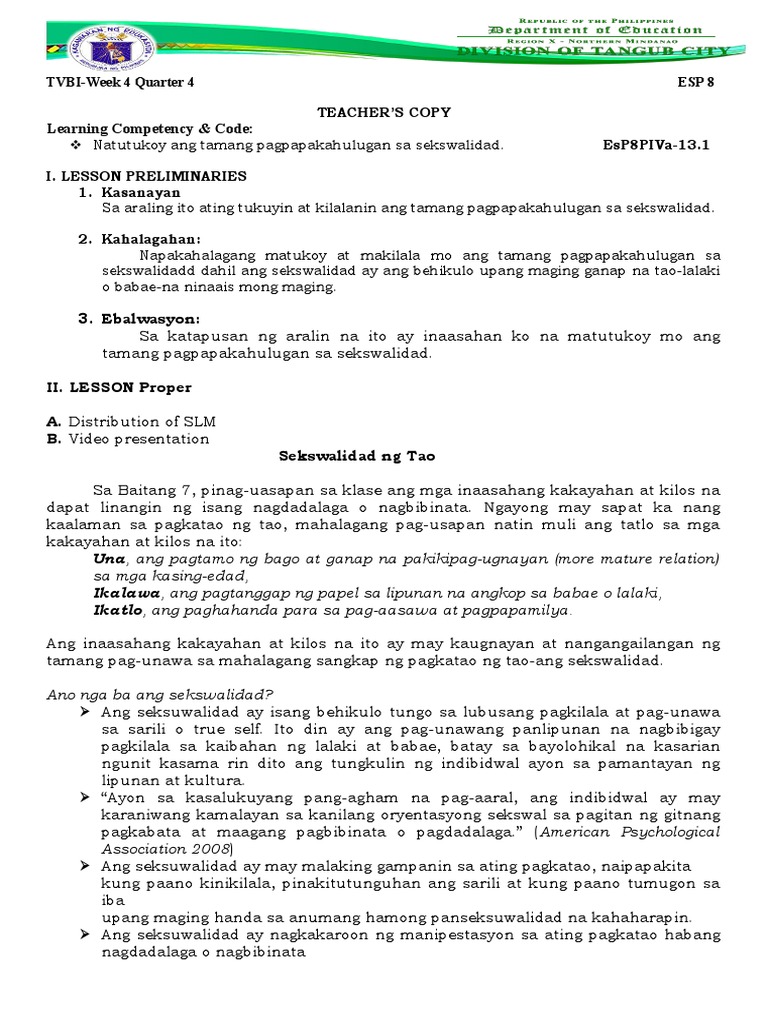 ESP-8-Week 4 (Teachers Copy) | PDF