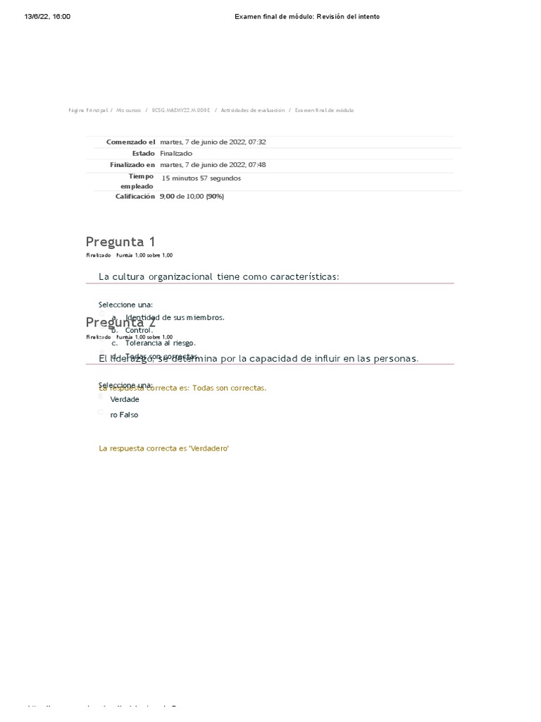 Examen Final de Módulo 9 | PDF | Business