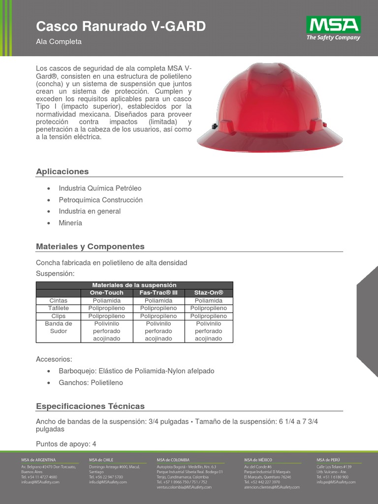 06 MSA V-GARD-RANURADO-ALA-COMPLETA Ficha-Técnica 10023676 M2303541 86780 2020 Rev02 ES | PDF ...
