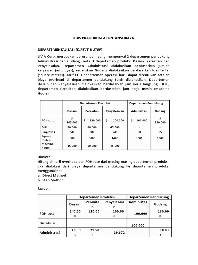 Kuis Praktikum Akuntansi Biaya (Update) | PDF