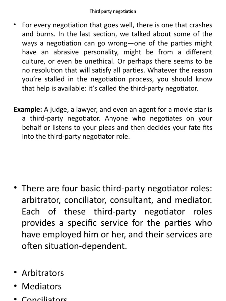 Third Party Negotiation | PDF