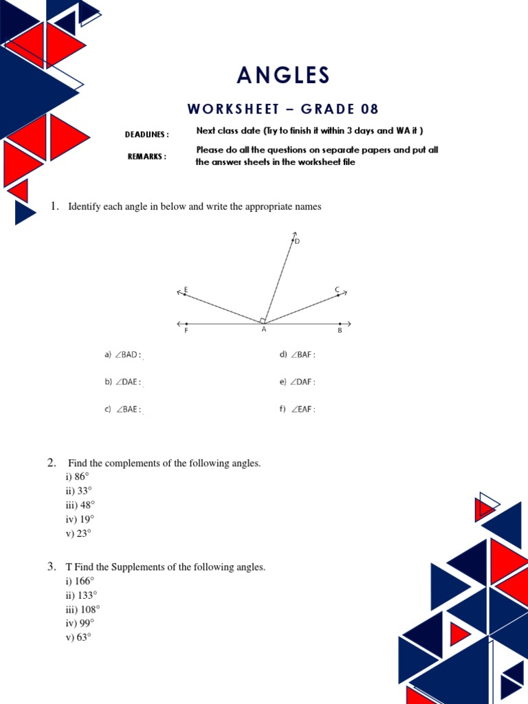 Angles Worksheet | PDF | Teaching Methods & Materials