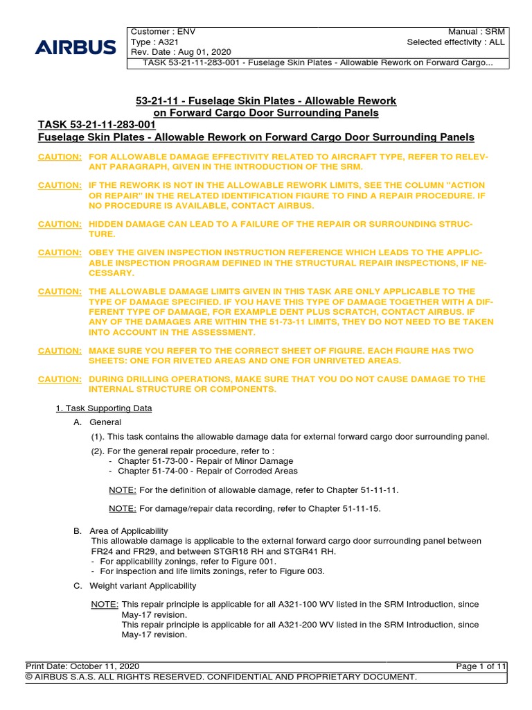 Allowable Rework On FWD Cargo Door Surrounding Panel | PDF