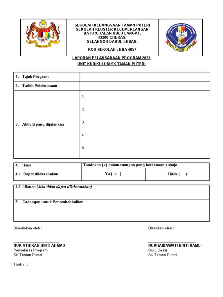 Format Laporan Program 2023 | PDF