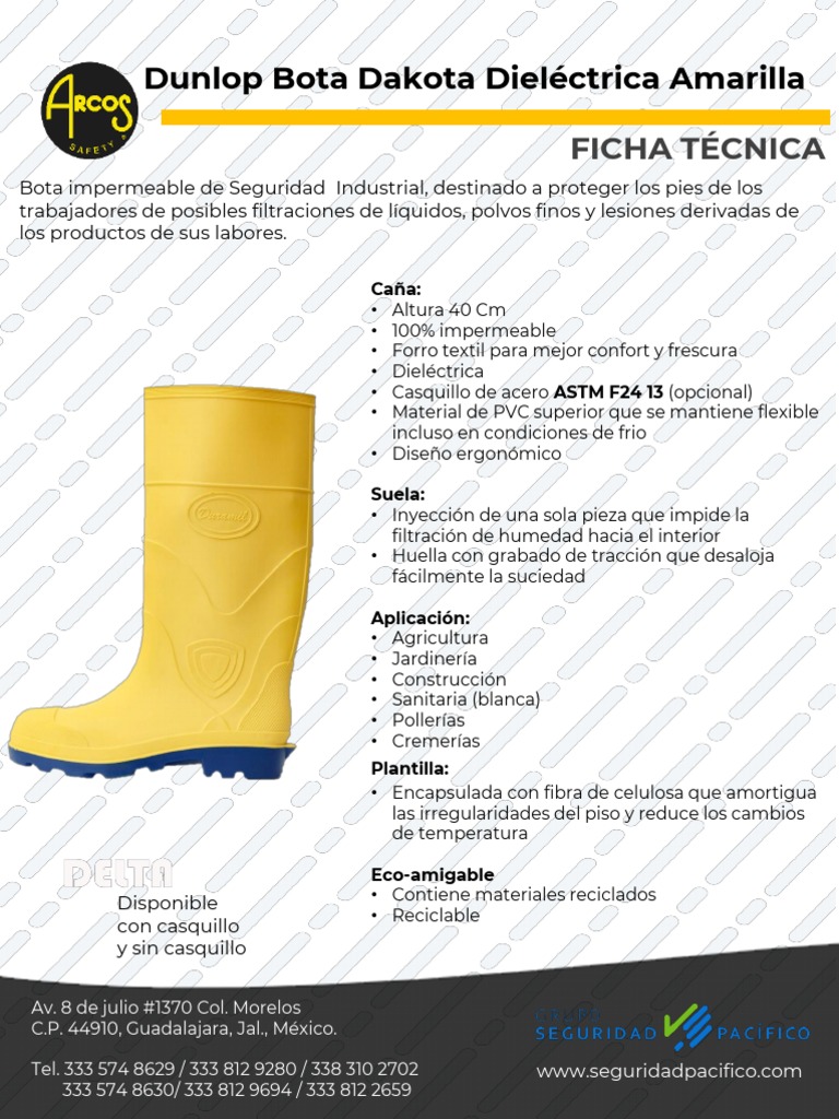 Ficha Tecnica Dunlop Bota Dakota Dielectrica | PDF
