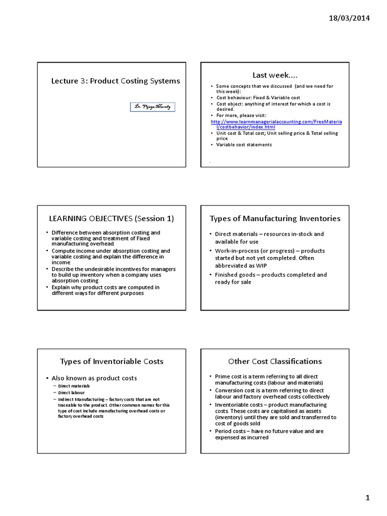 Lecture 3 6 Slides | PDF | Cost Of Goods Sold | Inventory