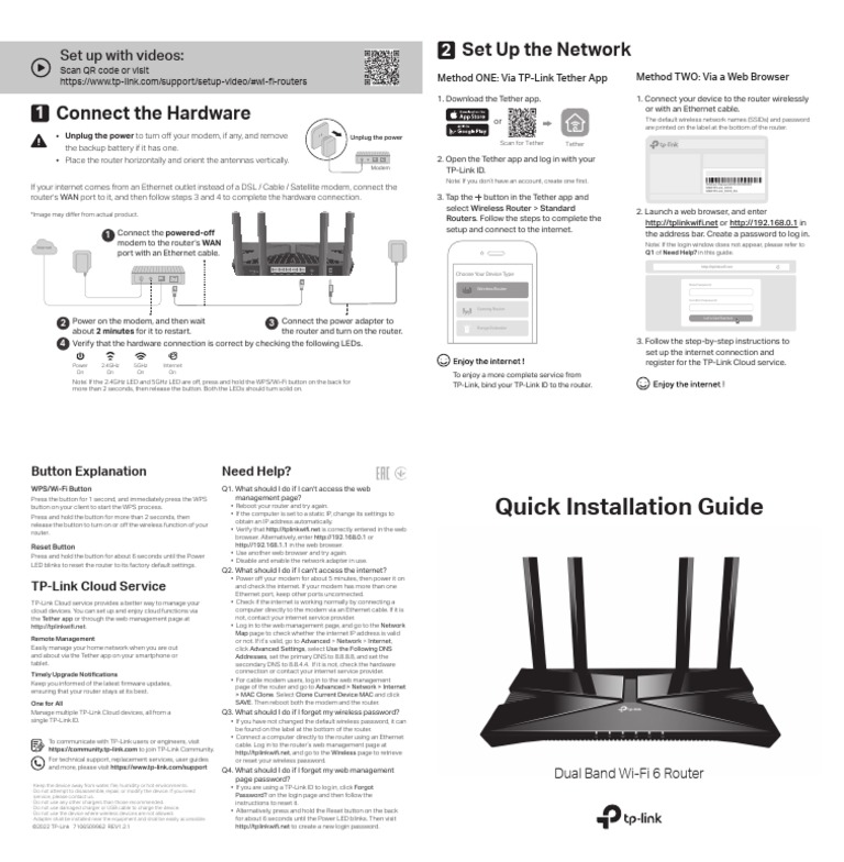 ٨2 - Archer AX10&AX23 (EU) &AX20 (US) 4.6 - QIG - V1 | PDF | Wi Fi ...