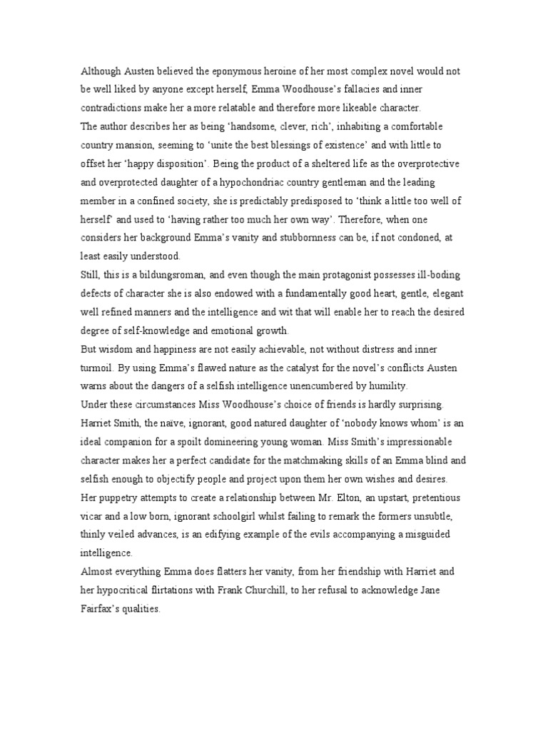 Emma Character Analysis | PDF | Emma (Novel)