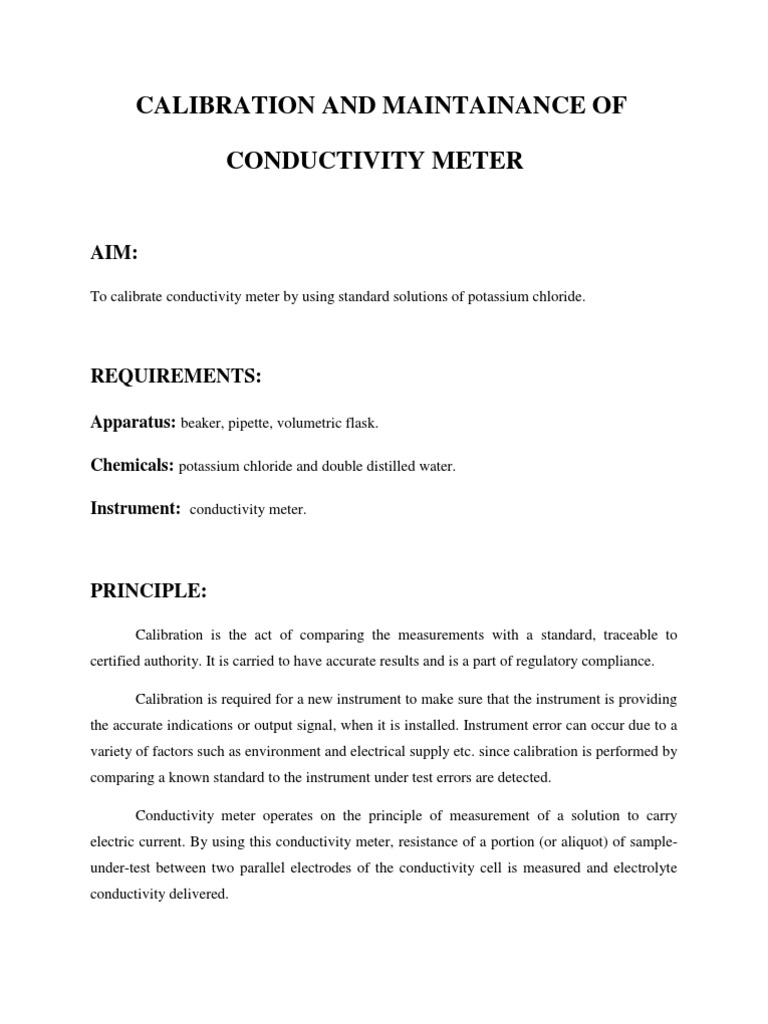 Calibration and Maintainance | PDF | Chemistry | Physical Chemistry