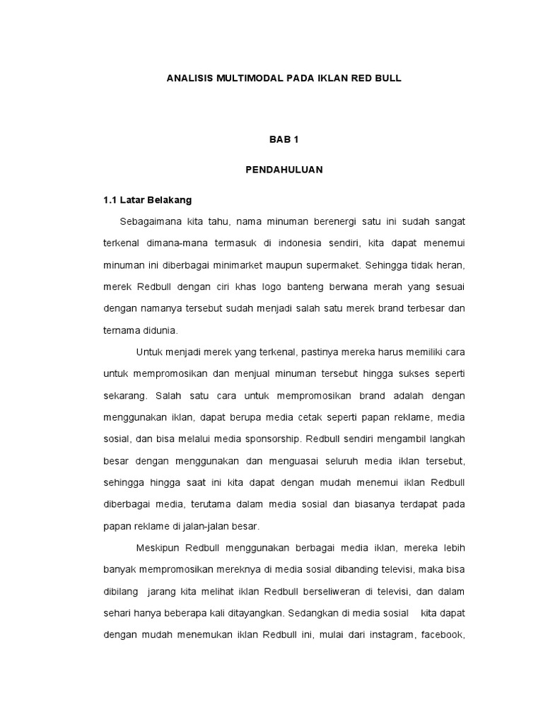 Red Bull - Analisis Multimodal Pada Iklan-1 | PDF