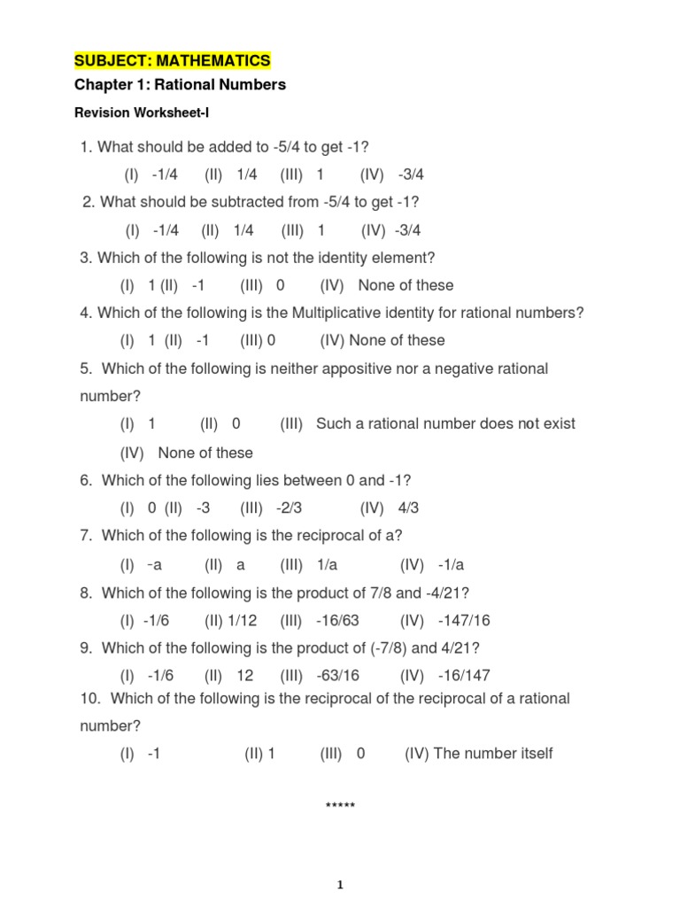 GR 8-Rational Numbers Revision | PDF | Teaching Methods & Materials
