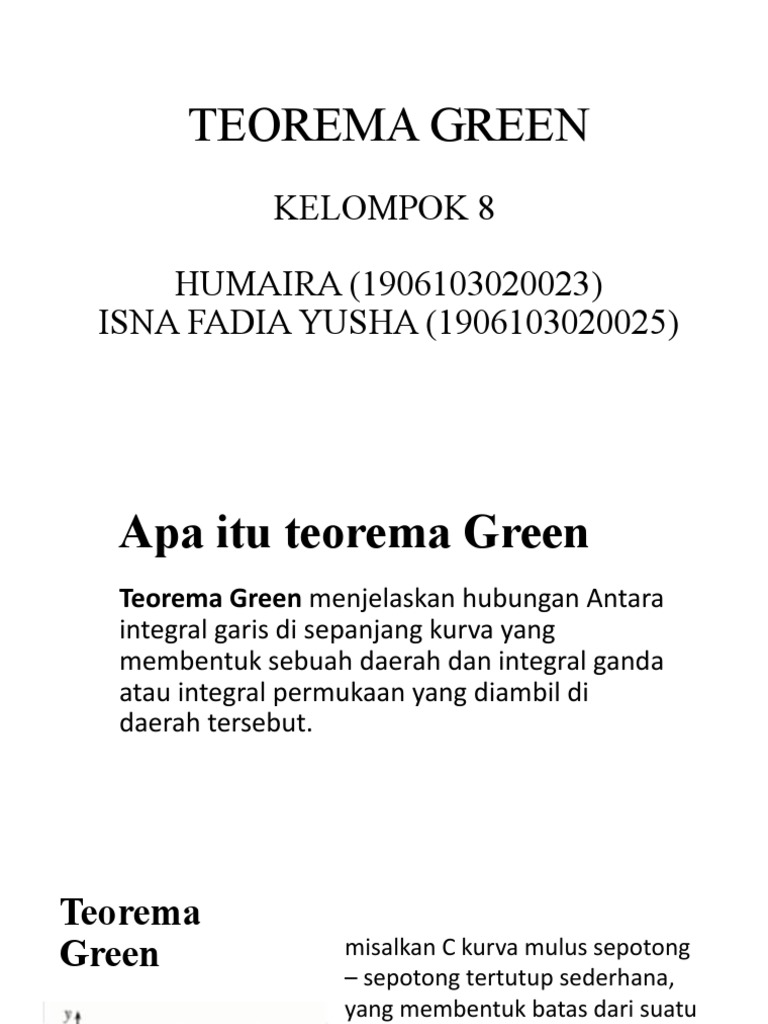 Teorema Green | PDF | Metode & Bahan Ajar