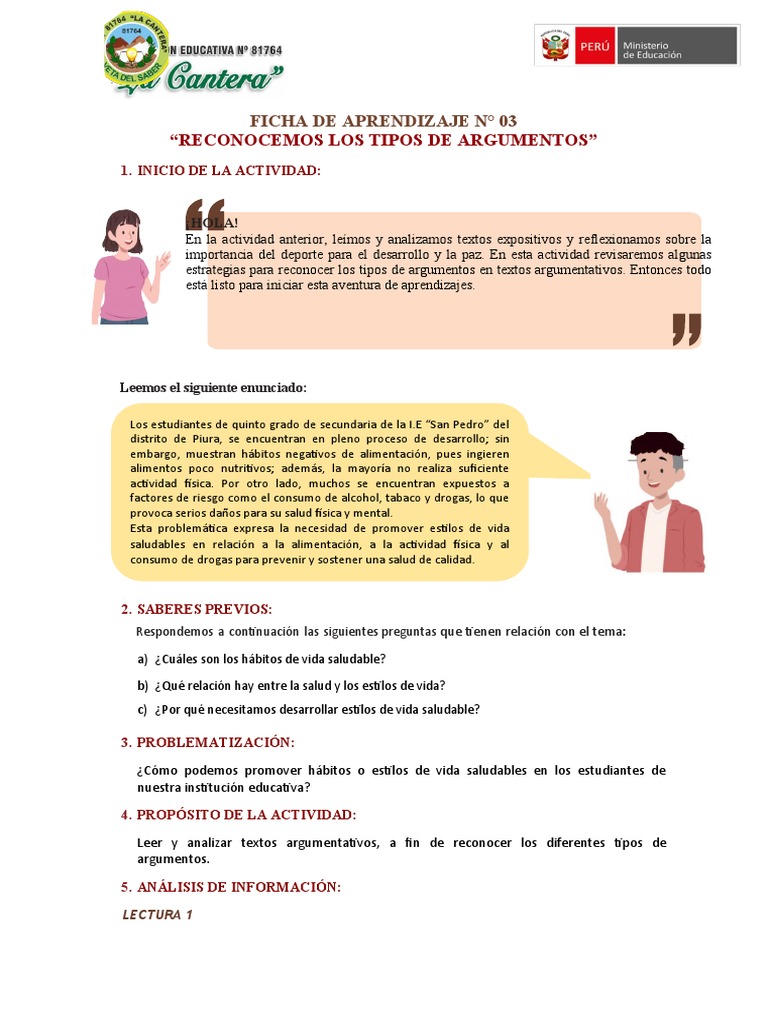 Ficha de Aprendizaje N°03 - 5to Grado | PDF Ficha de Aprendizaje N°03 - 5to Grado | PDF