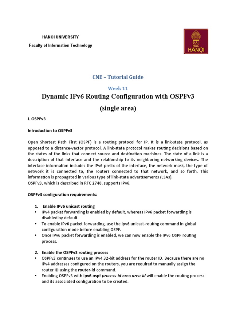 IPv6 OSPFv3 Routing Tutorial | PDF | Routing | Network Layer Protocols