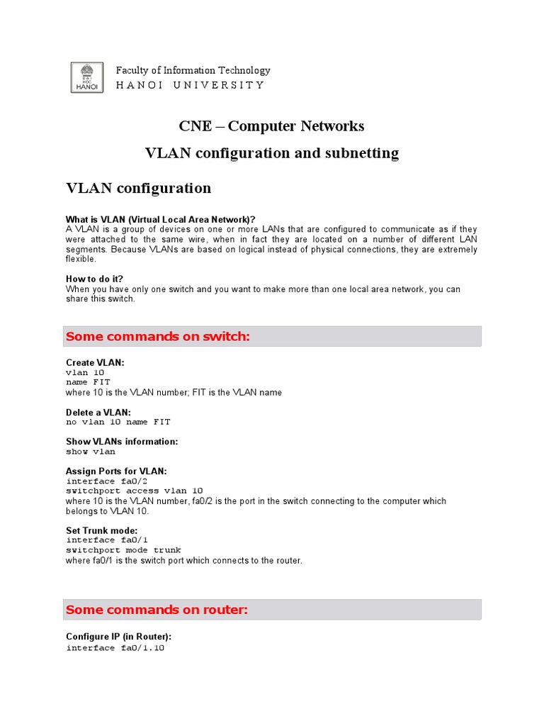 CNE Tutorial 13 - VLAN and Subnetting | PDF | Computers