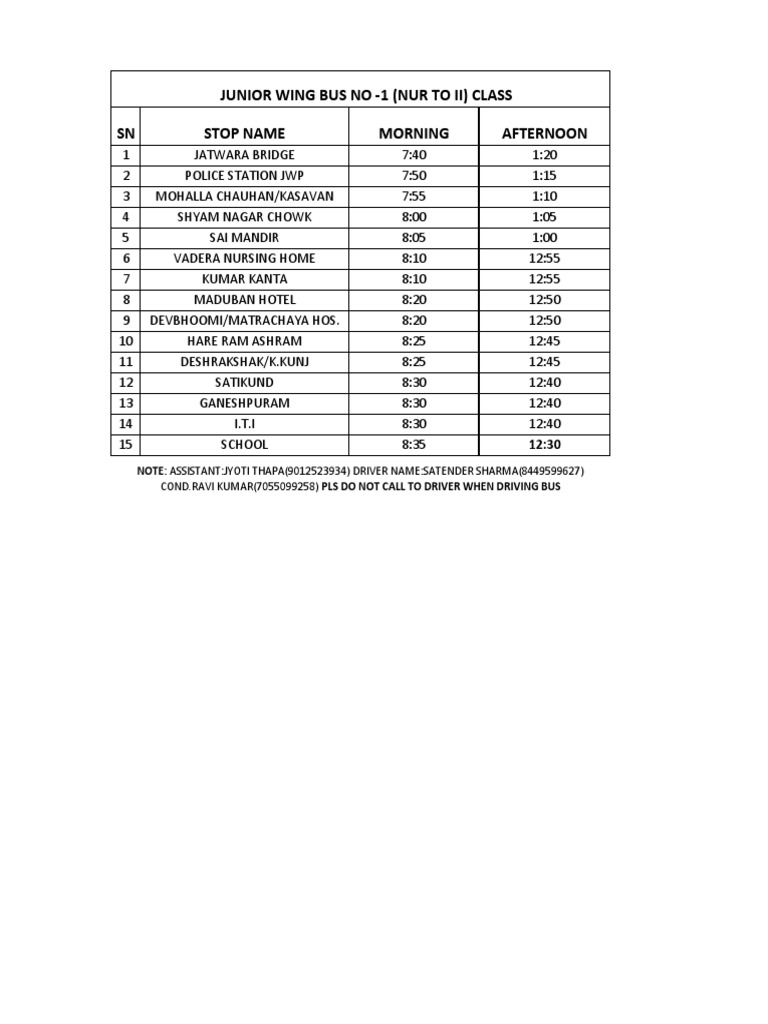 Buses Timing Schedule | PDF