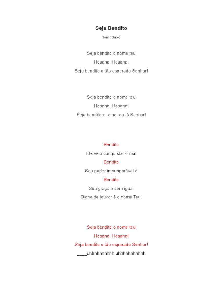 Seja Bendito - Tenor | PDF