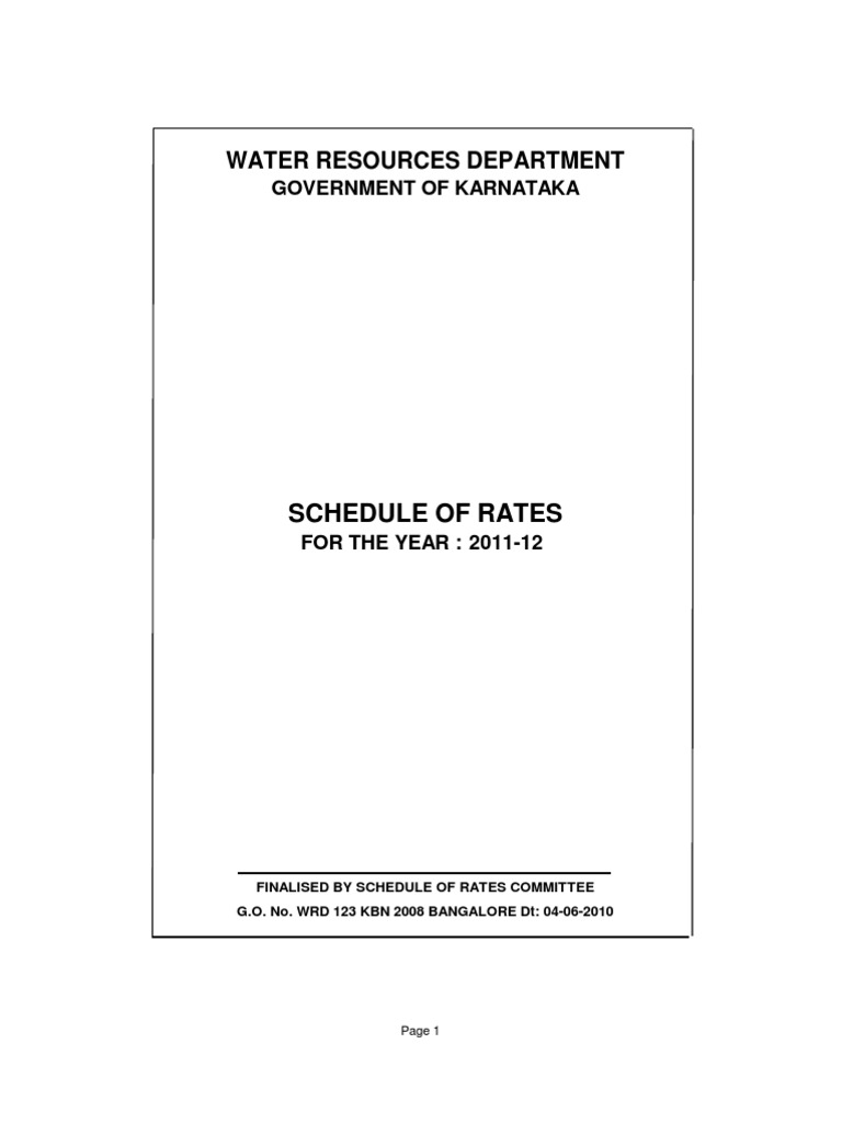 Karnataka PWD Schedule of Rates 2011-12 | PDF | Dam | Construction ...
